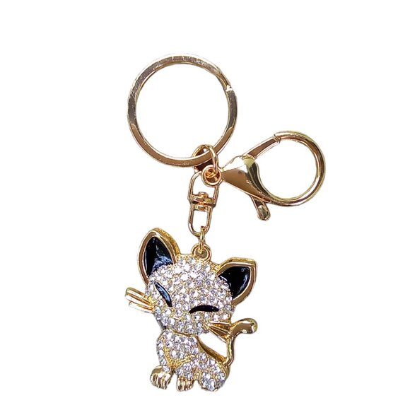 Bags | Rhinestone Siamese Cat Bag Charm | Poshmark